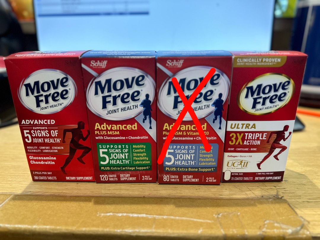美國Move Free movefree 維骨力200粒/軟骨素120粒/骨膠原75粒, 健康及營養食用品, 健康補充品, 健康補充品 - 保健食品，飲料和補品 - Carousell