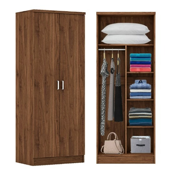 New Design 2 Door Wardrobe + Shelves (Available in 2 color), Furniture ...