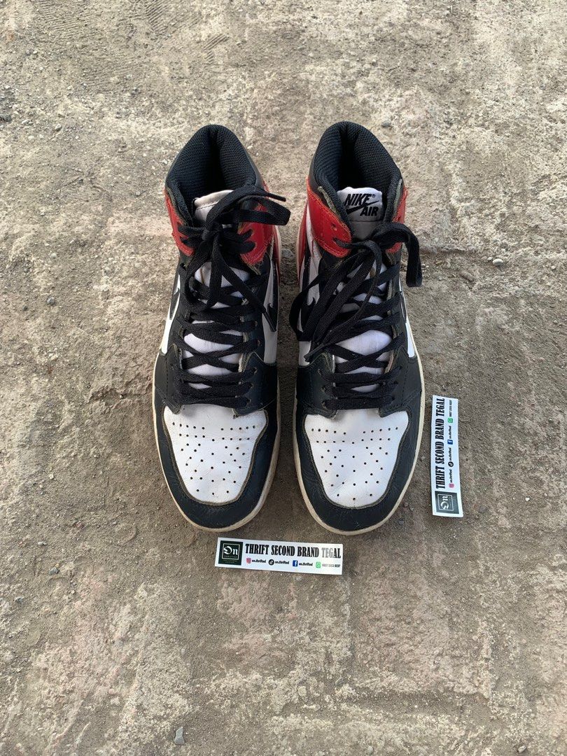 Nike Air Jordan 1 Retro High Satin Black Toe Original, Fesyen Pria ...