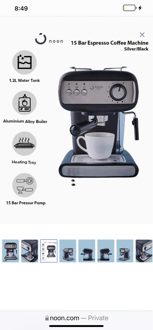 Noon East 15-bar espresso machine on Carousell