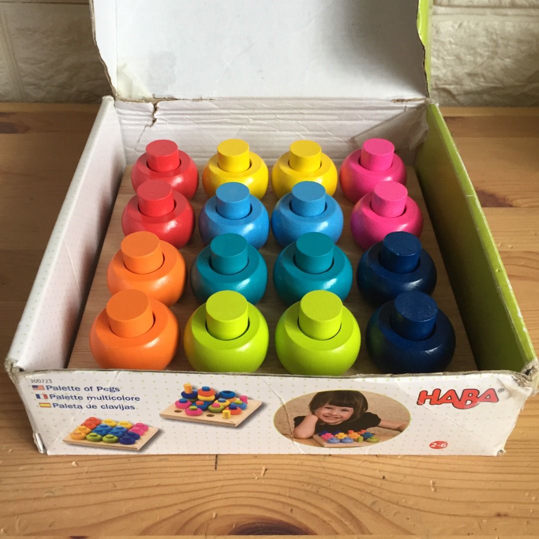 Preloved: HABA Palette of Pegs - 32 Piece Wooden Pegging & Arranging ...