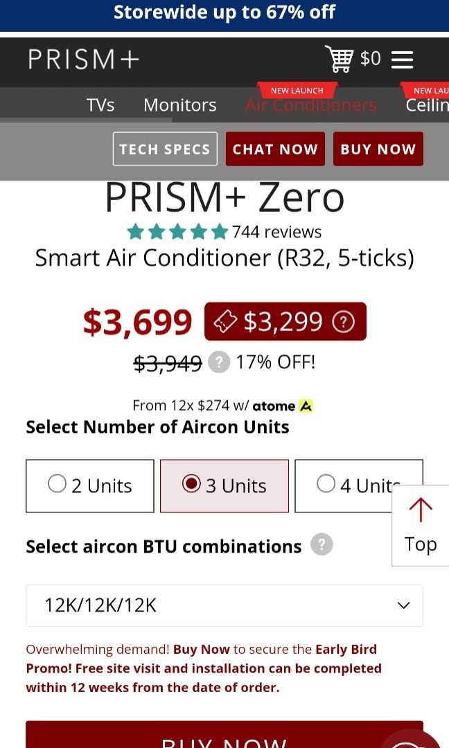 PRISM System 3/ 12k BTU each, TV & Home Appliances, Air Conditioners ...