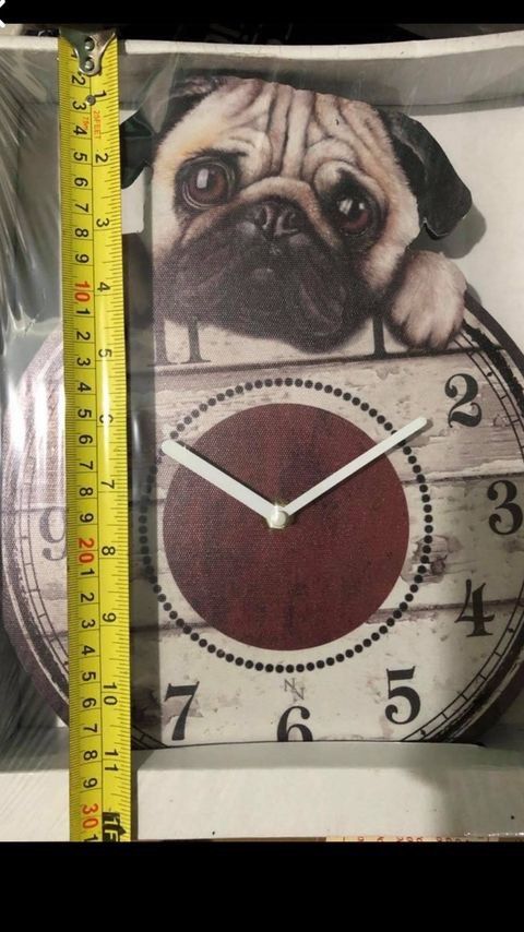 Pug clock w/ moving pendelum tail, Furniture & Home Living, Home Decor ...