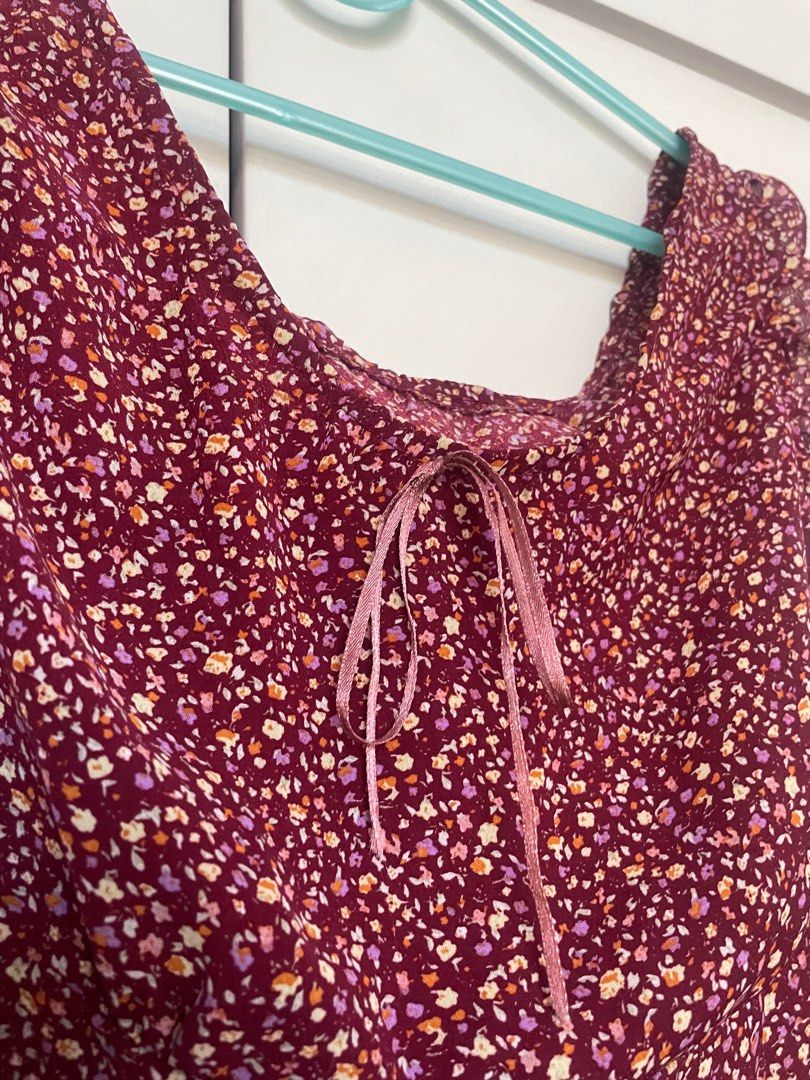 Red Floral Parisian Dainty Top on Carousell