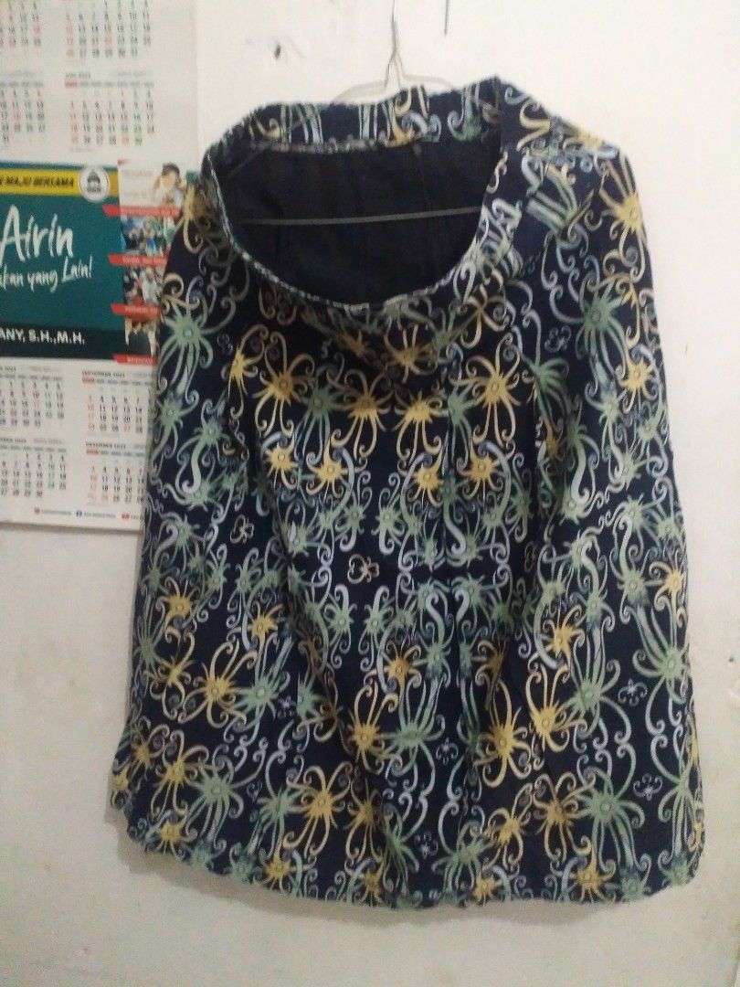 Rok lebar biru navy corak batik Lp =80 cm Pj Rok =67 cm, Fesyen Wanita ...