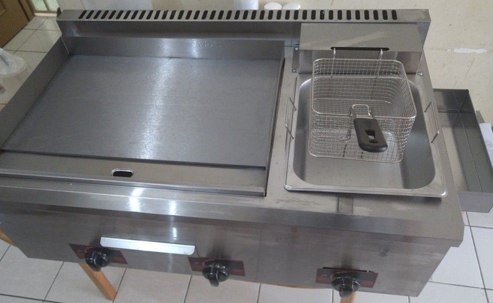 STAINLESS STEEL GAS GRIDDLE FRYER / GRIDDLE DEEP FRYER COMBO STOVE ...