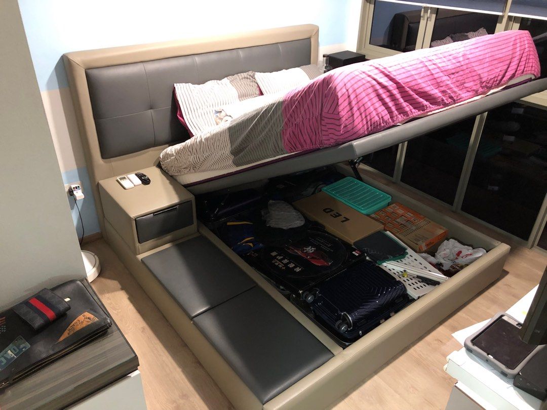 Storage bed with side compartment with mattress, Furniture & Home ...