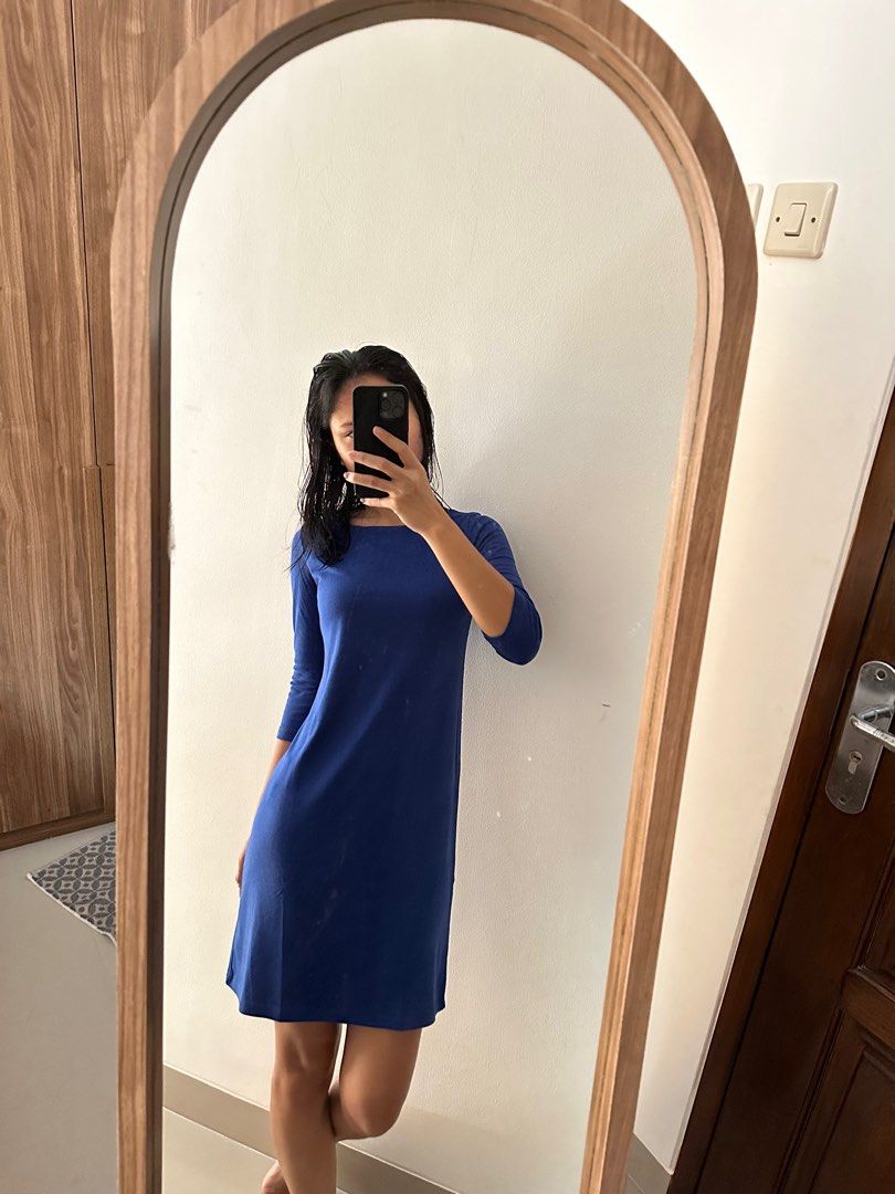 The executive dress biru kantor kerja, Fesyen Wanita, Pakaian Wanita ...