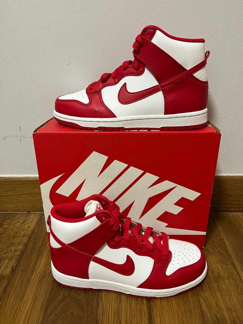 (US 2.5Y) Dunk High - Championship Red, Women's Fashion, Footwear ...