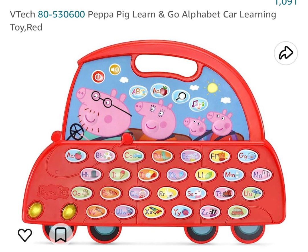 Vtech Peppa Pig Learn and Go Car, Hobbies & Toys, Toys & Games on Carousell