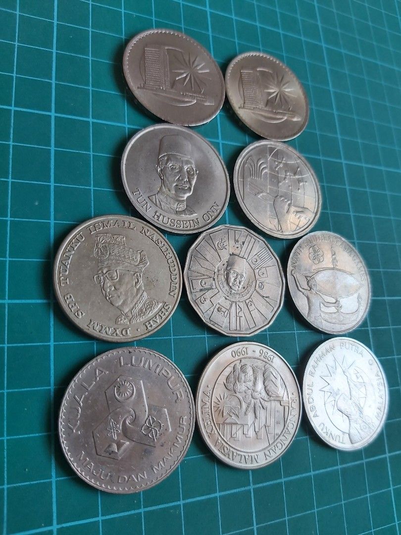 10x RM1 mixed year Malaysia currency Ringgit $1 one dollar old coins ...