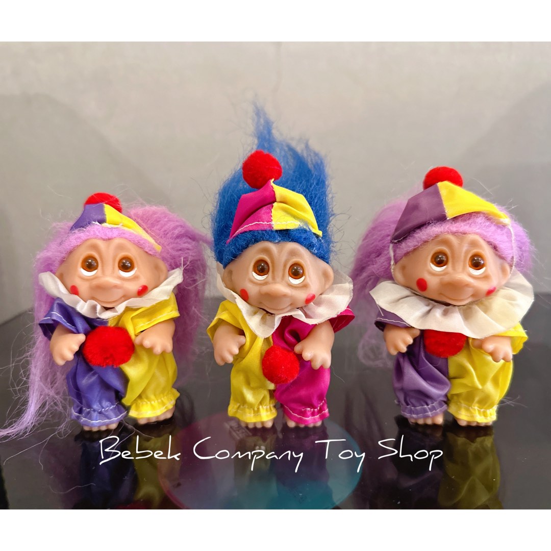 🤡1985 Norfin DAM troll 小丑裝 小丑 醜娃 巨魔娃娃 幸運小子 古董玩具 trolls, 書籍、休閒與玩具, 玩具、公仔 ...