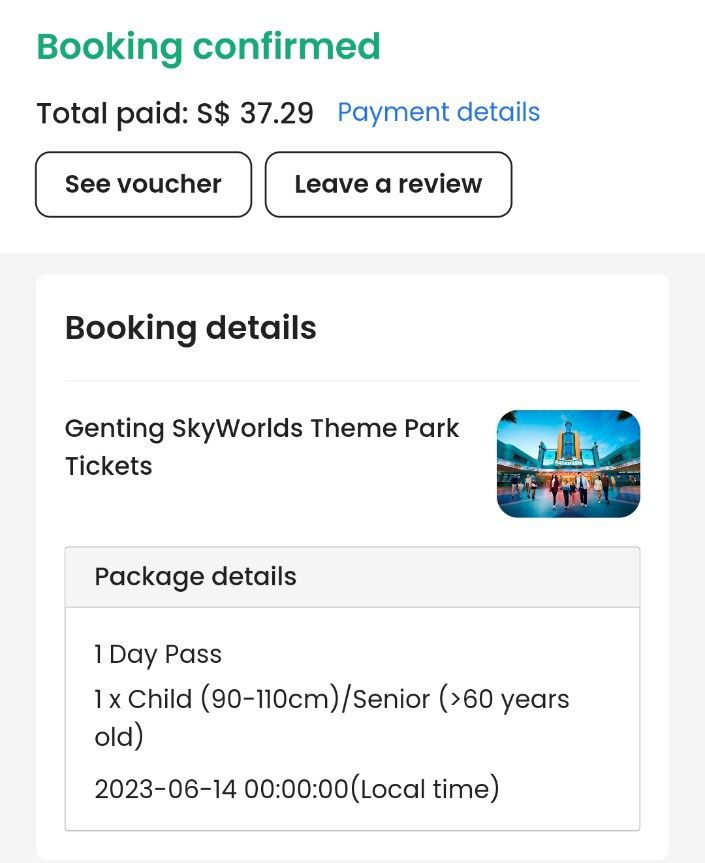 [1 pax] 1 Day Pass CHILD (90cm - 110cm] Genting SkyWorlds Theme Park ...