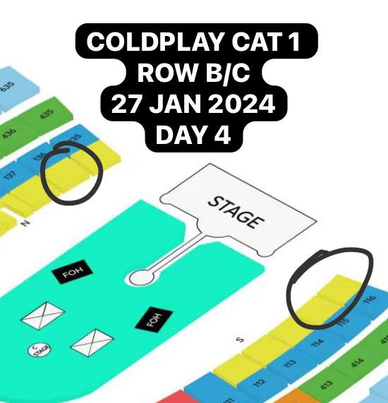 27 JAN COLDPLAY CAT 1 SEATING CONCERT TICKET, Tickets & Vouchers, Event ...