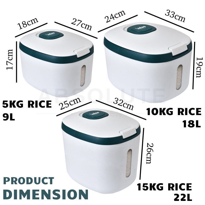 5/10kg Modern Rice Bucket Sealed Rice Dispenser Rice Storage Container ...
