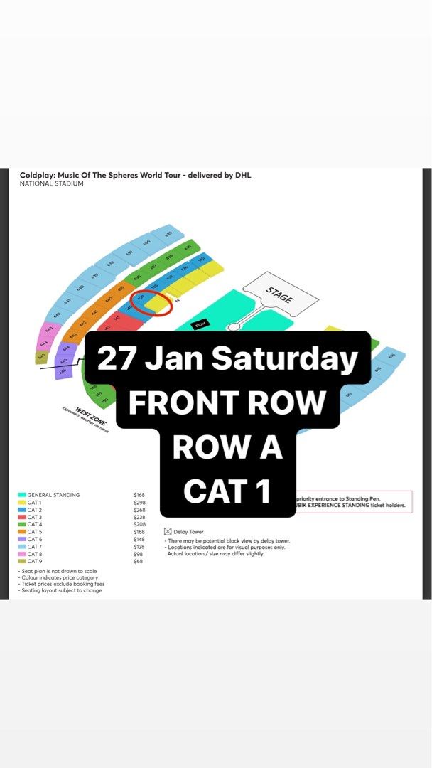 6x FRONT ROW Coldplay Cat 1 music of the spheres concert, Tickets ...