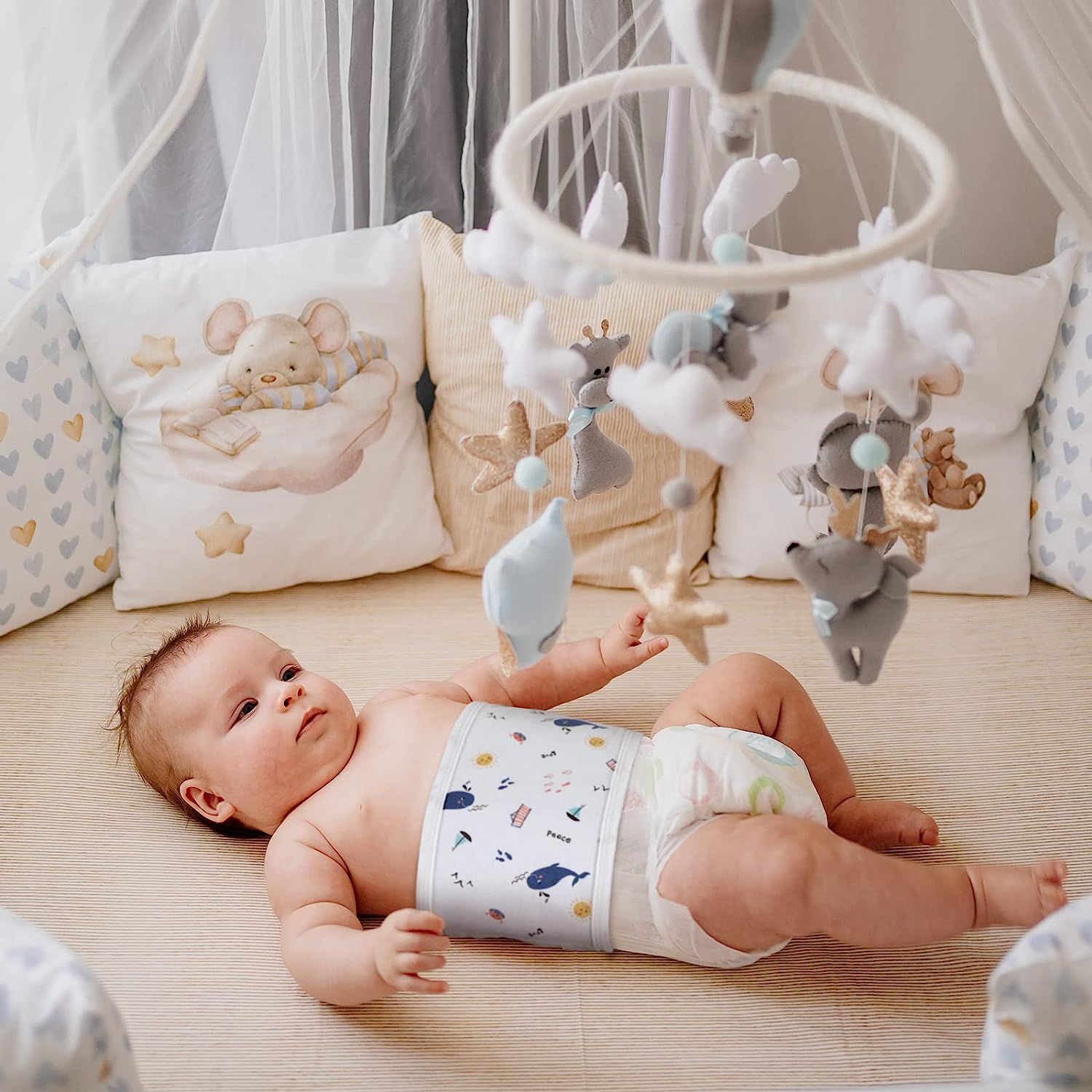 8 Pcs 5.9 Inch Wide Cartoon Pattern Baby Belly Button Band Adjustable ...