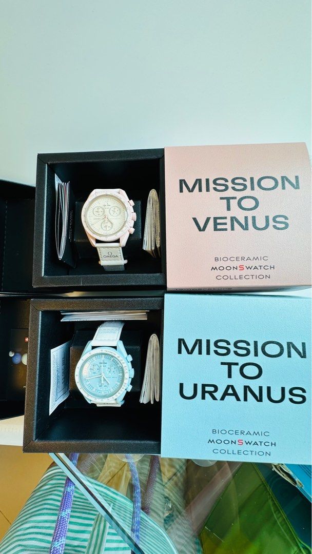 A pair of MoonSwatch (Venus and Uranus), 名牌, 手錶 - Carousell