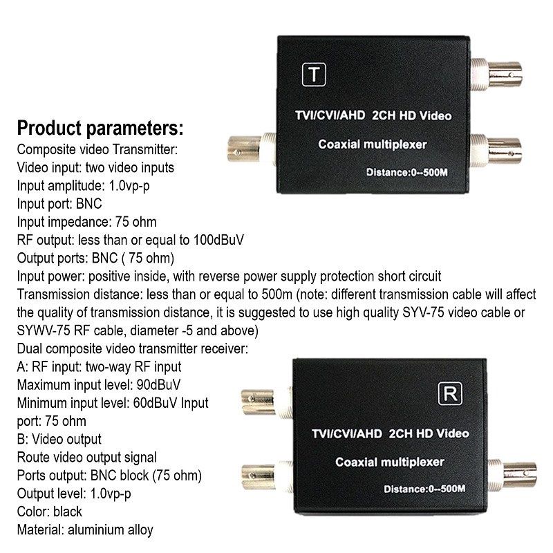 7-STAR* 2CH Coaxial Multiplexer AHD/TVI/CVI/VIDEO Coaxial Video BNC ...