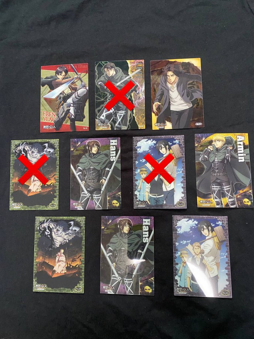 Attack on titan aot Clear Cards levi eren hange armin , Hobbies & Toys ...