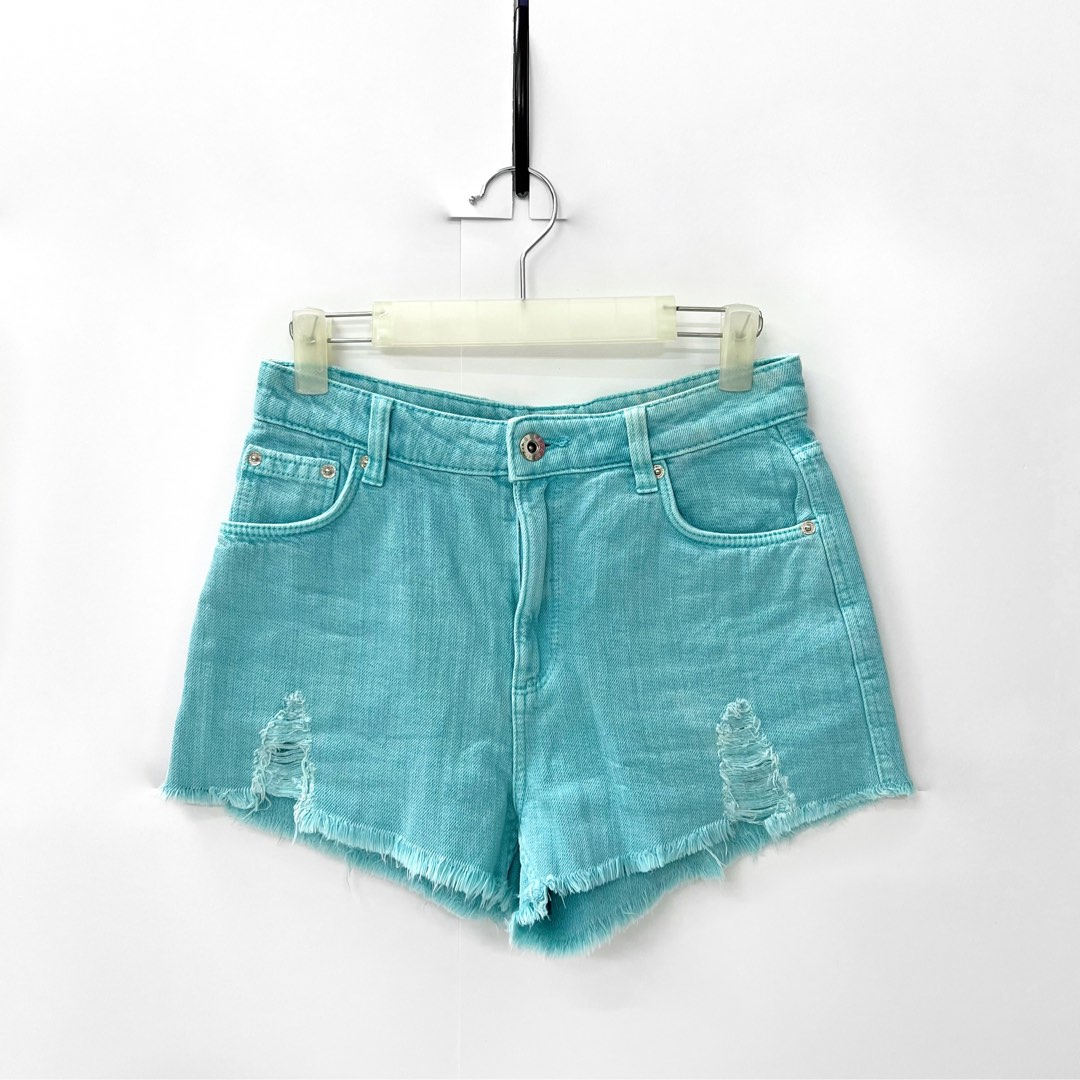 Bershka Ocean Blue Denim Shorts, Women's Fashion, Bottoms, Shorts on ...