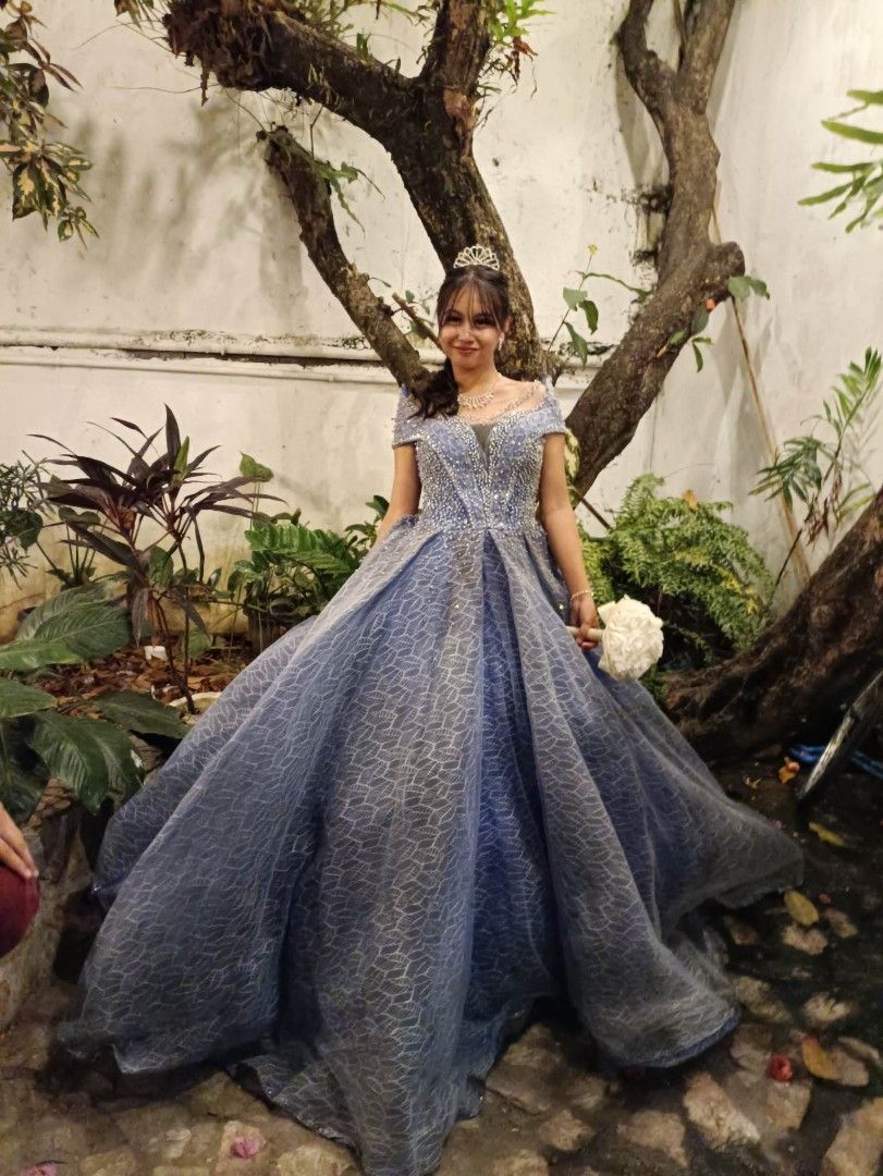 Blue ball gown for sale . Js gown debut gown on Carousell