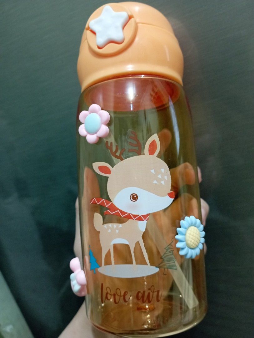 🎁Barter / Botol Minum Lucu / Deer / Sticker 3D / Oren Orange / Rusa / Bintang / 500 ml / termos ...