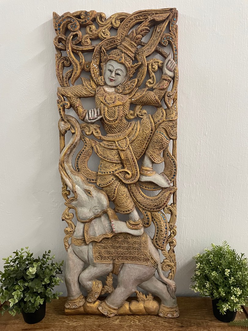Burmese Angel carving, Furniture & Home Living, Home Decor, Frames ...