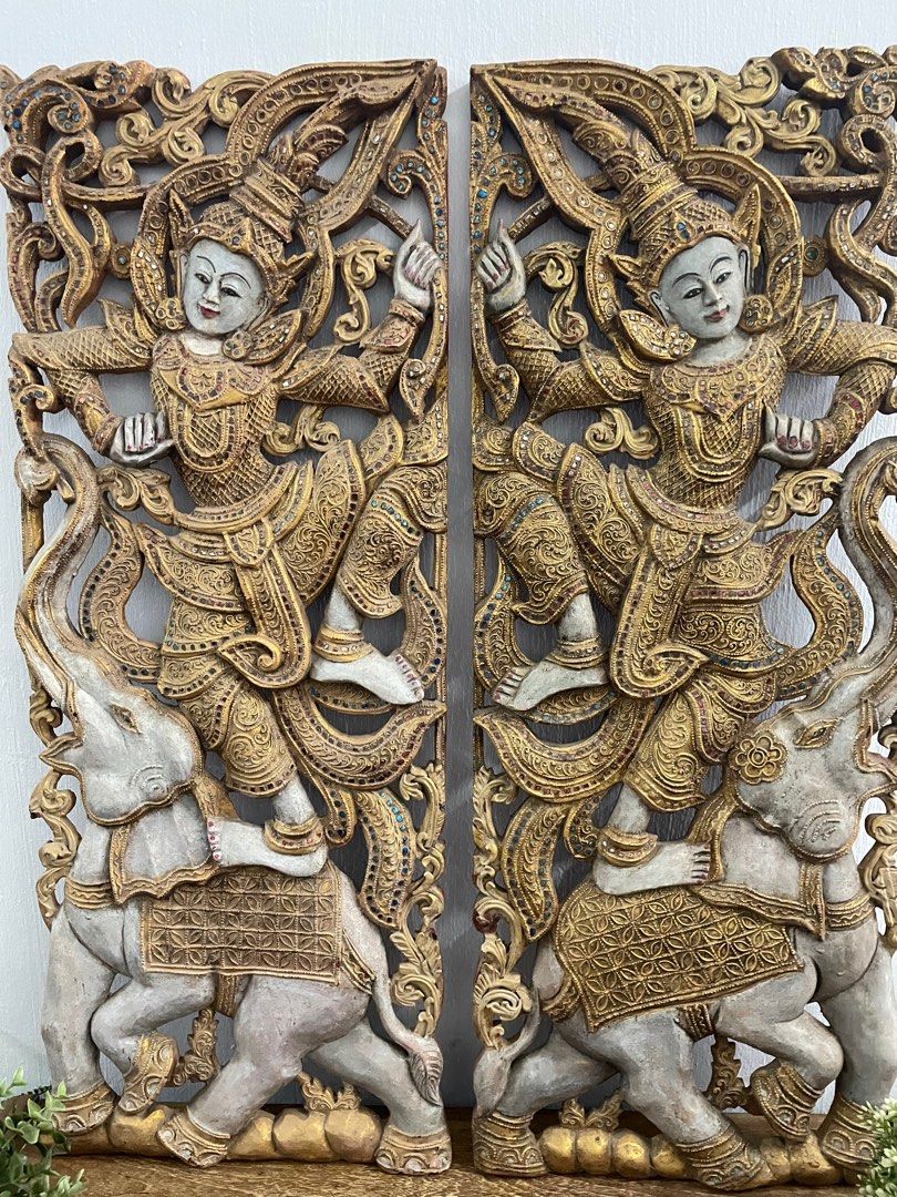 Burmese Angel carving, Furniture & Home Living, Home Decor, Frames ...