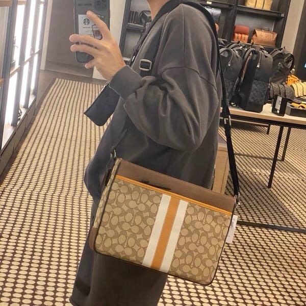 Coach Thompson Crossbody In Signature Jacquard With Varsity Stripe ...