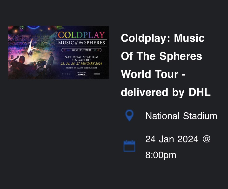 Coldplay 24 Jan tickets, Tickets & Vouchers, Event Tickets on Carousell