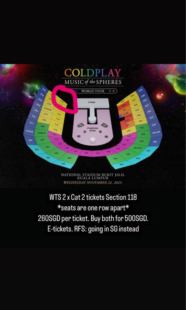 Coldplay KL 22 Nov Cat 2 Tickets, Tickets & Vouchers, Event Tickets on Carousell