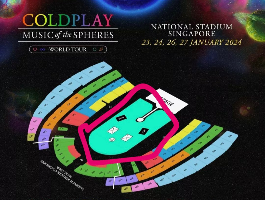 Coldplay Singapore 27 Jan (Sat) | 2x General Standing, Tickets ...