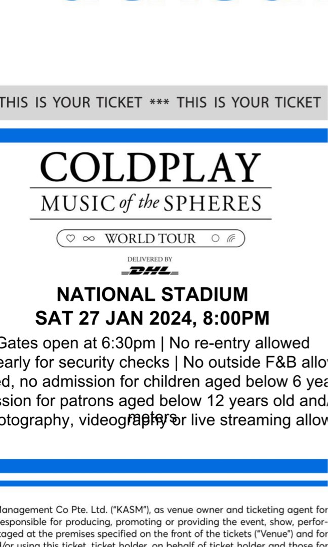 Coldplay Singapore 4x Cat 2 ticket, Tickets & Vouchers, Event Tickets ...