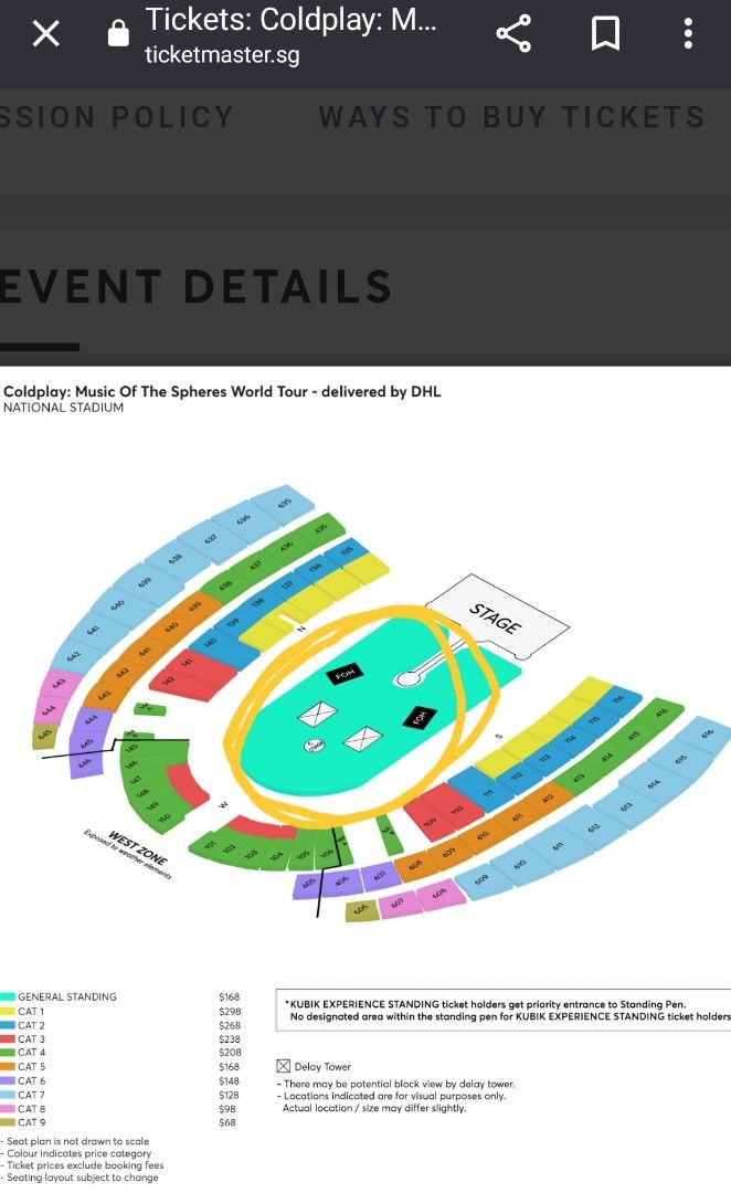 Singapore Coldplay ticket (27 Jan 2024 (Saturday)) - General stand ...