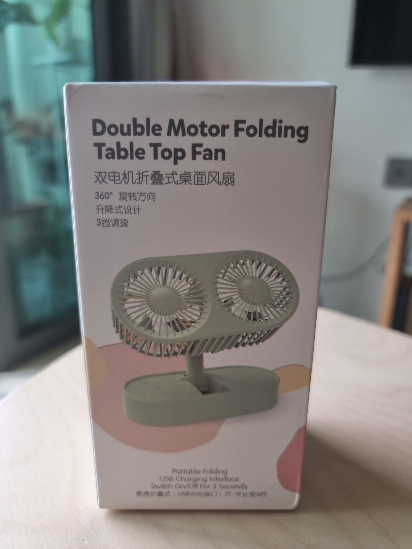 Double Motor Folding Table Top Fan, Furniture & Home Living, Lighting ...
