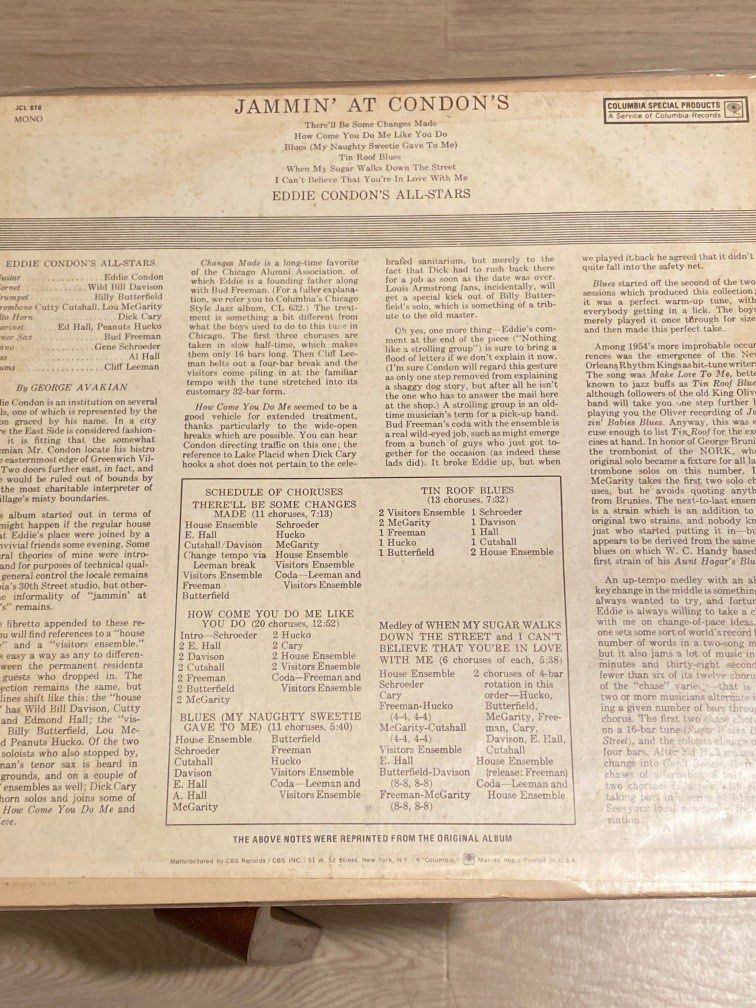 Eddie Condon And His All-Stars – Jammin' At Condon's, 興趣及遊戲, 音樂、樂器 & 配件 ...
