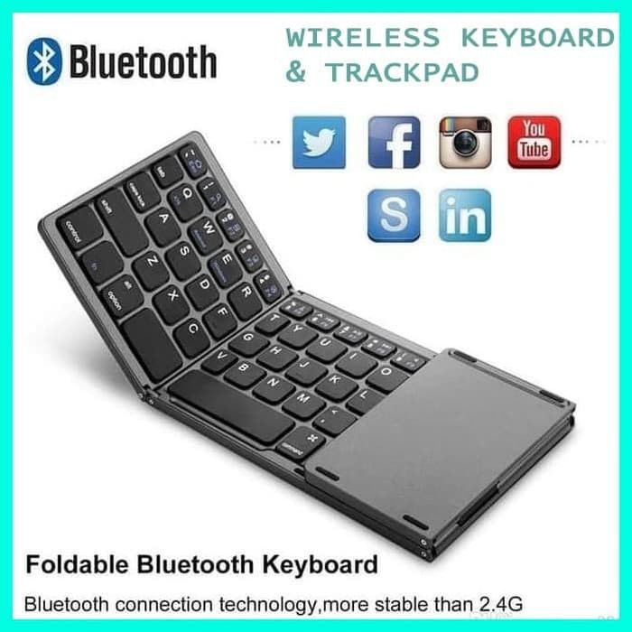 Foldable Wireless Keyboard Lipat & Touchpad Bluetooth Mac hp ios laptop ...