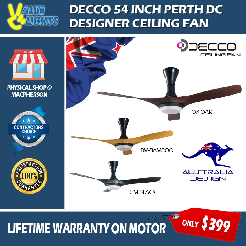 [FREE INSTALLATION] Decco Perth 54 Inch Designer DC Ceiling Fan with ...