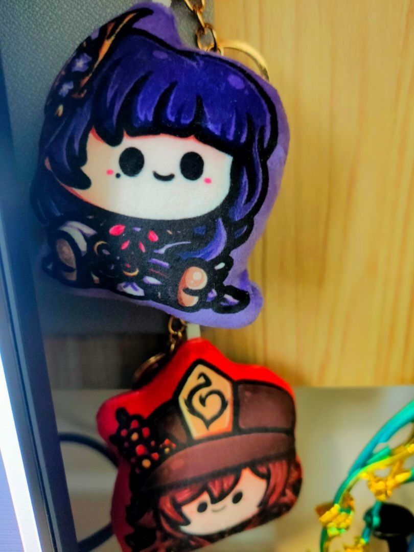 Genshin Impact fan made hu tao and raiden mini plush keychains (only hu ...
