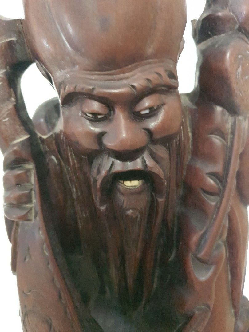 God of Longevity Xiu Hon Kong Rosewood Statue, Furniture & Home Living ...