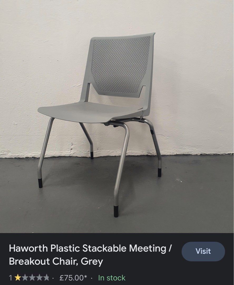Haworth stackable meeting chair orange colour, Furniture & Home Living ...