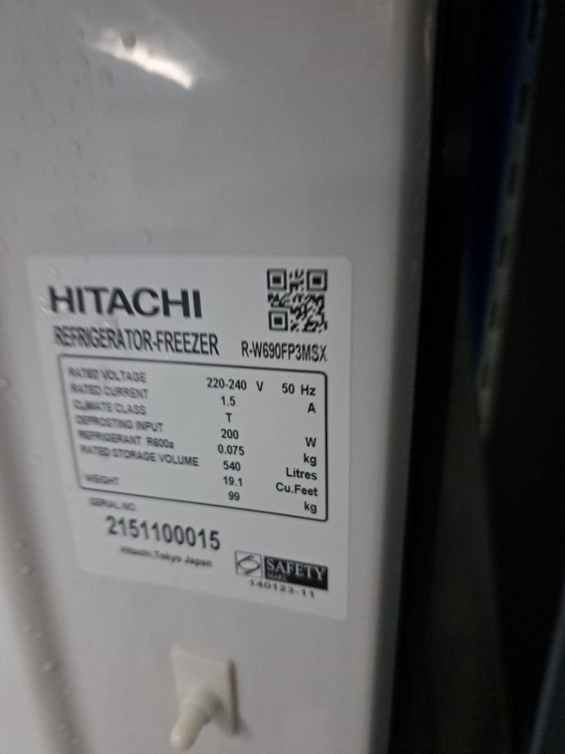 Hitachi glass door Refrigerator Fridge 3ticks inverter 540L net ...