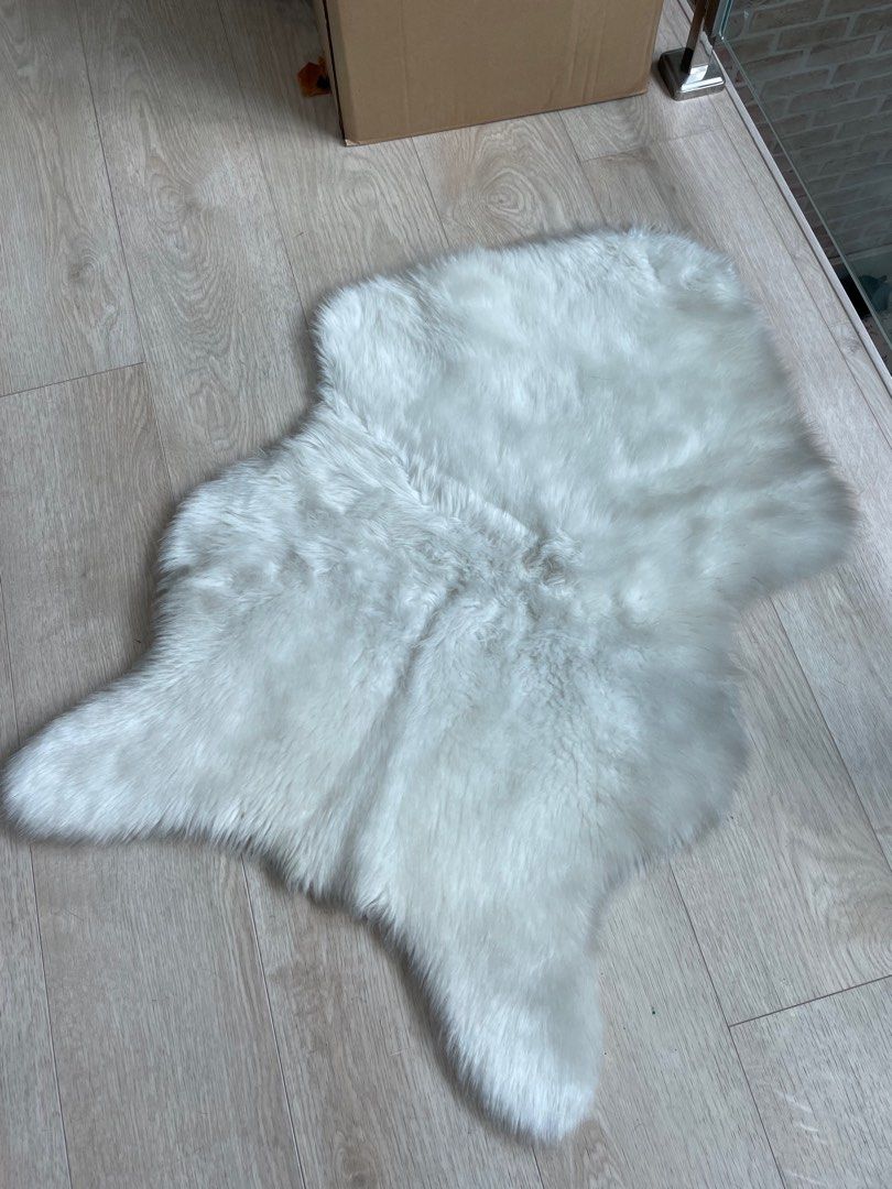 Ikea White Fur Rug, Furniture & Home Living, Home Decor, Carpets, Mats ...
