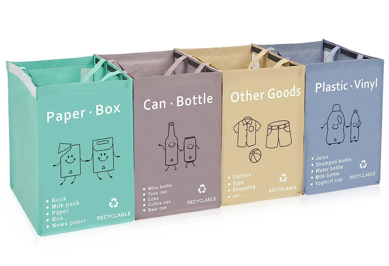 JIALAI HOME 4 Pack Recycling Waste Bin Bags 38 Gallon Separate Paper ...