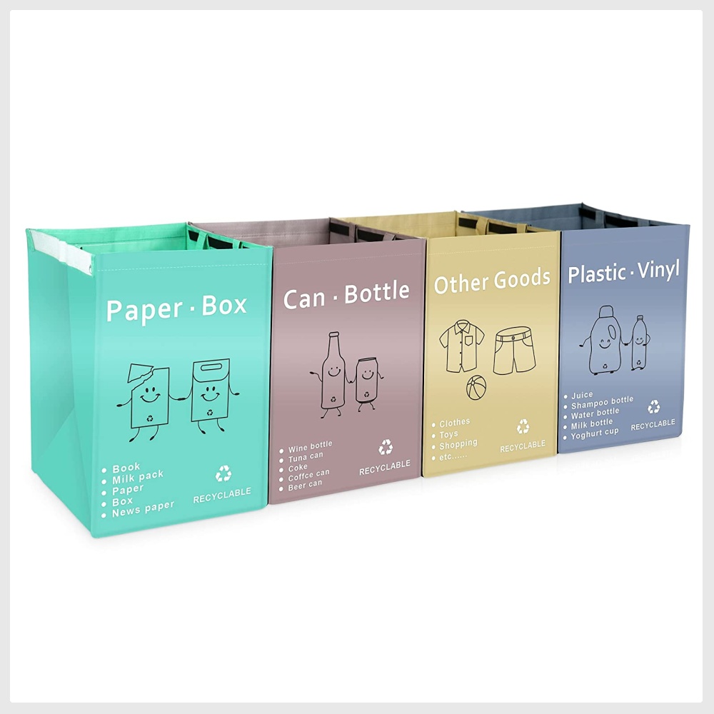 JIALAI HOME 4 Pack Recycling Waste Bin Bags 38 Gallon Separate Paper ...