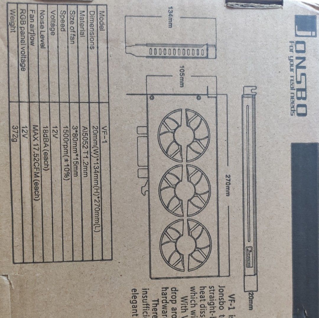 Jonsbo Graphic Card Radiator GPU Cooler 80mm Fan * 3 direct blowing ...