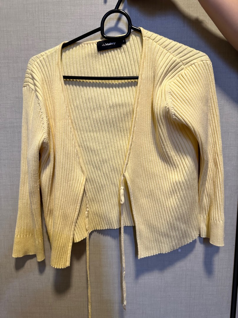 Light yellow cute cardigan, Women's Fashion, Tops, Longsleeves on Carousell