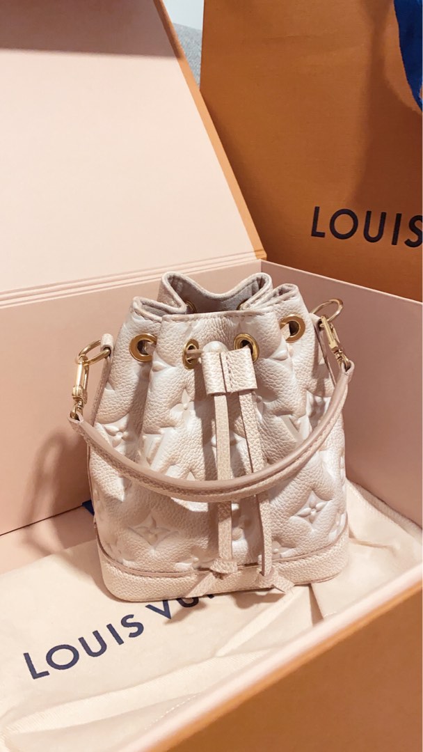 LV Louis Vuitton Nano Noe Bucket Bag in Gold & Light Beige Monogram ...