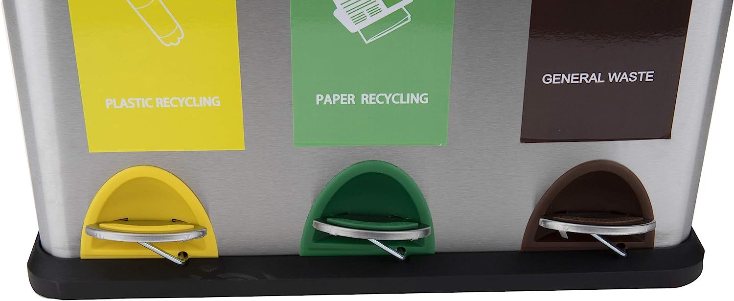 Mind Reader 2-Section Stainless Steel Recycle Bin 24 Liter/ 6.5 Gallon ...